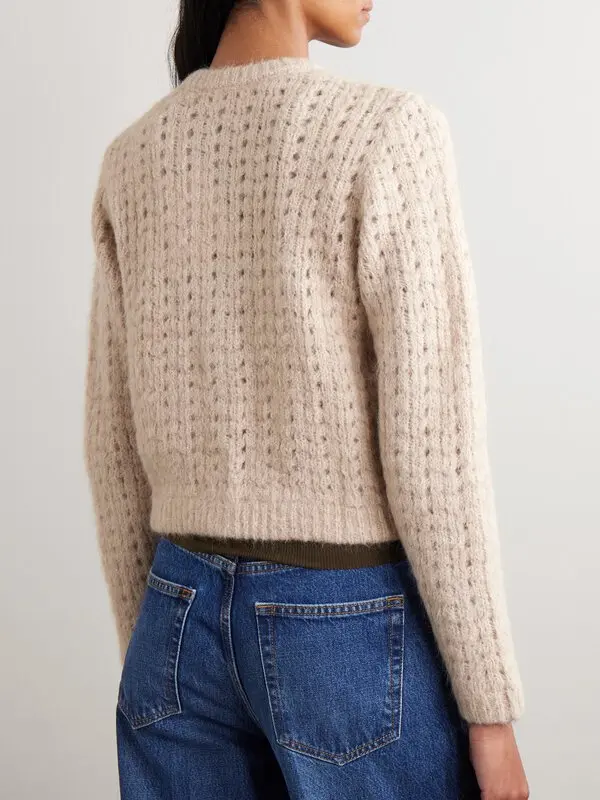 FRAME The Plush Open-knit Alpaca-blend Cardigan