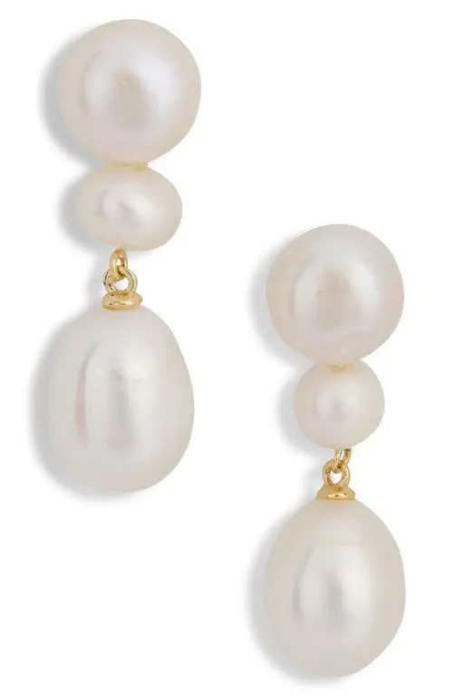 Shashi Bianca Pearl Drop Earrings - Gold/pearl