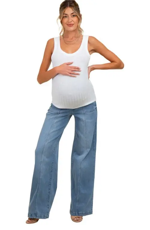 PINKBLUSH Front Seam Wide Leg Maternity Jeans