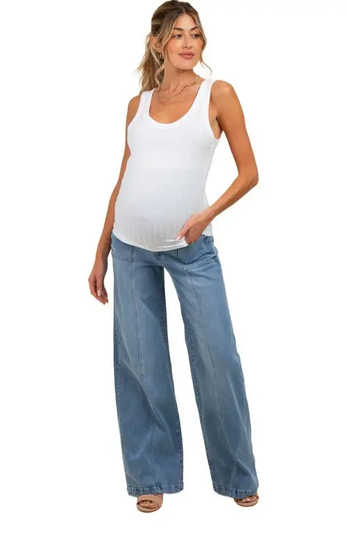 PINKBLUSH Front Seam Wide Leg Maternity Jeans