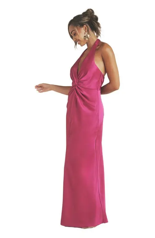 SIX STORIES Isabel Plunge Knot Detail Maxi Dress