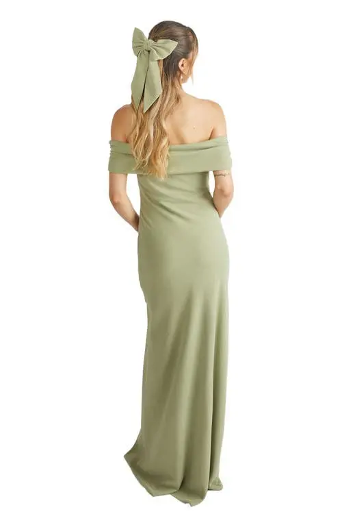 SIX STORIES Bardot Crepe Maxi Dress - Sage
