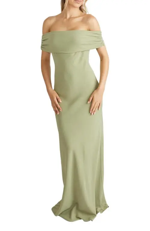 SIX STORIES Bardot Crepe Maxi Dress - Sage