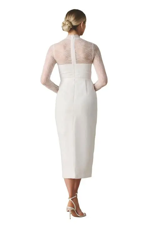 SIX STORIES Lace Sleeve Cup Detail Midi Dress