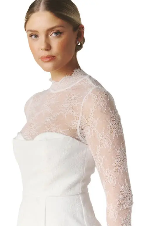 SIX STORIES Lace Sleeve Cup Detail Midi Dress
