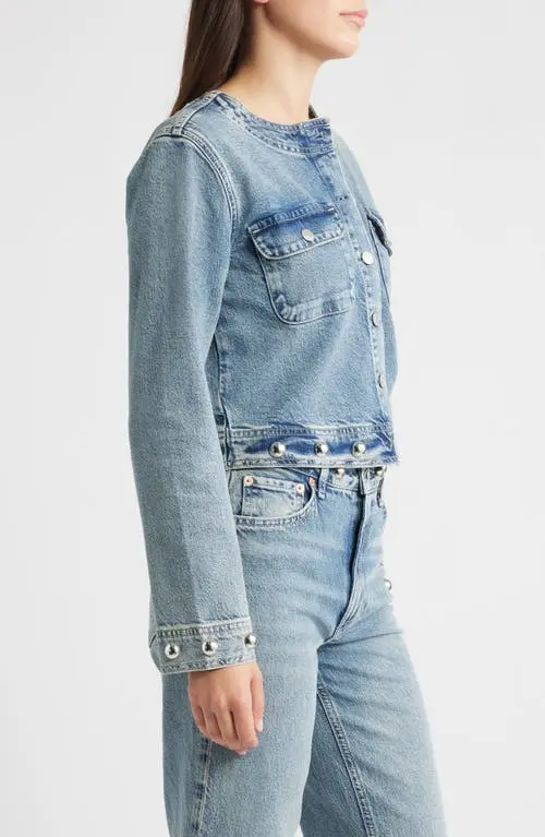 Rails Capistrano Crop Denim Jacket - Desert Sky Studded