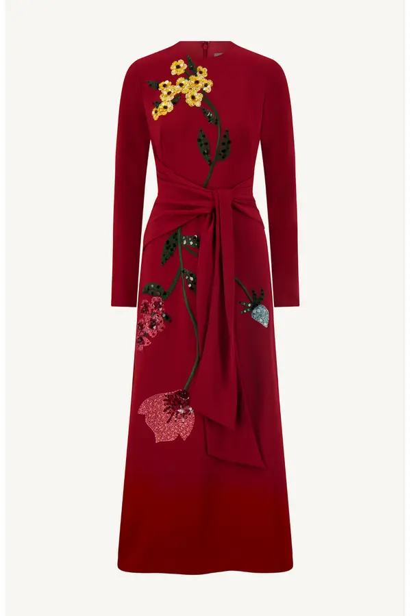 burgundy tie waist dress Ever-Pretty A-Line Pleated Chiffon Tie-Waist Evening Dress main image 0