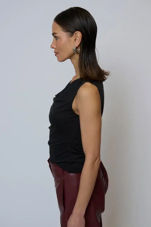 Central Park West Sleeveless Cowl Neck Top