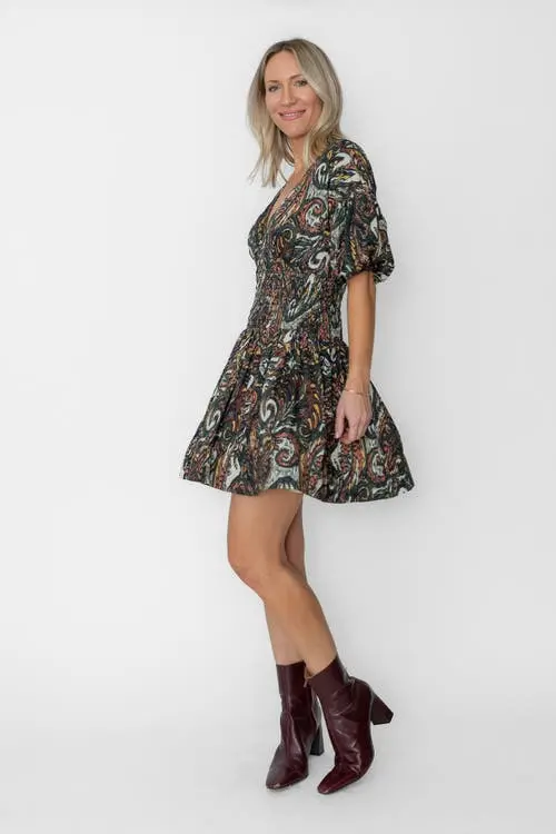 WEST OF Brigitte Mini Dress - Emilie Ikat Paisley