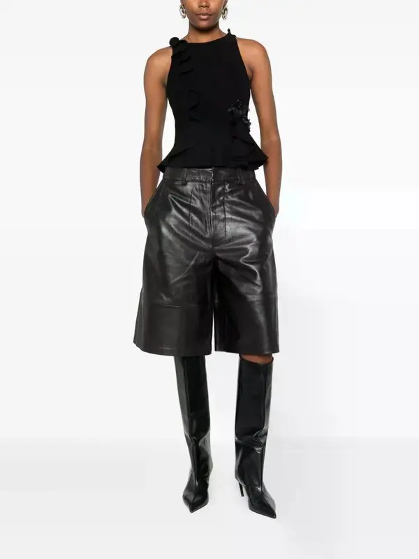 GEMY MAALOUF Ruffled Floral-embellished Top - Black