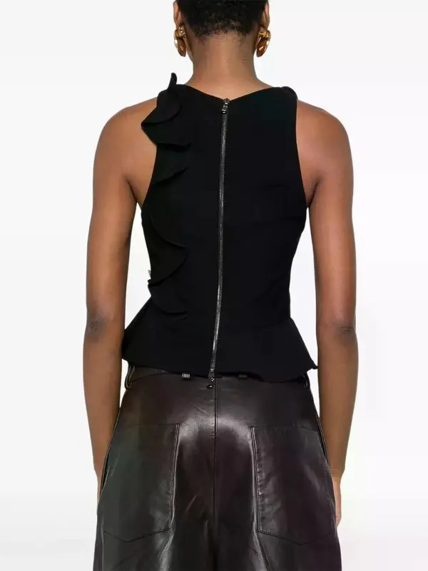 GEMY MAALOUF Ruffled Floral-embellished Top - Black