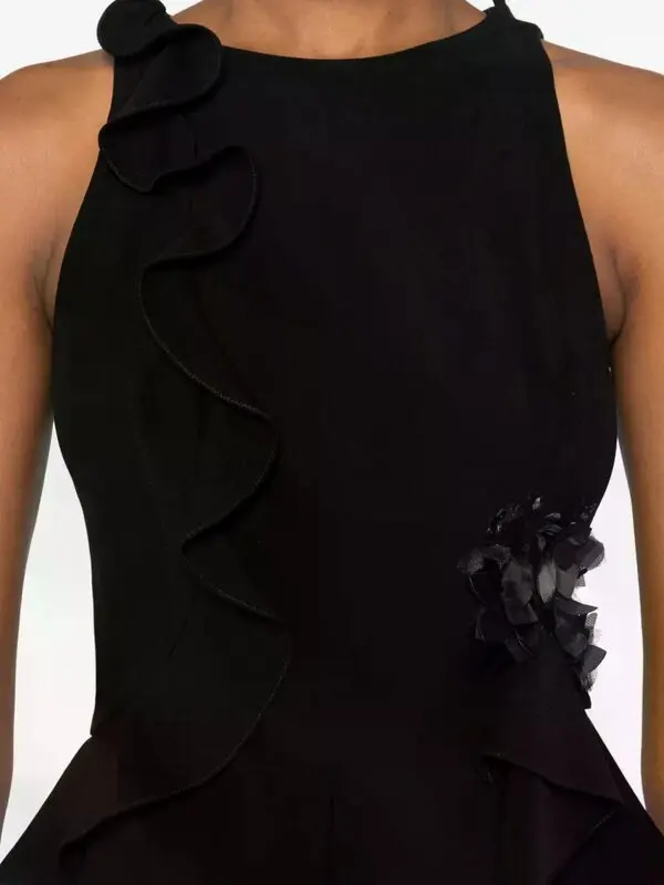 GEMY MAALOUF Ruffled Floral-embellished Top - Black
