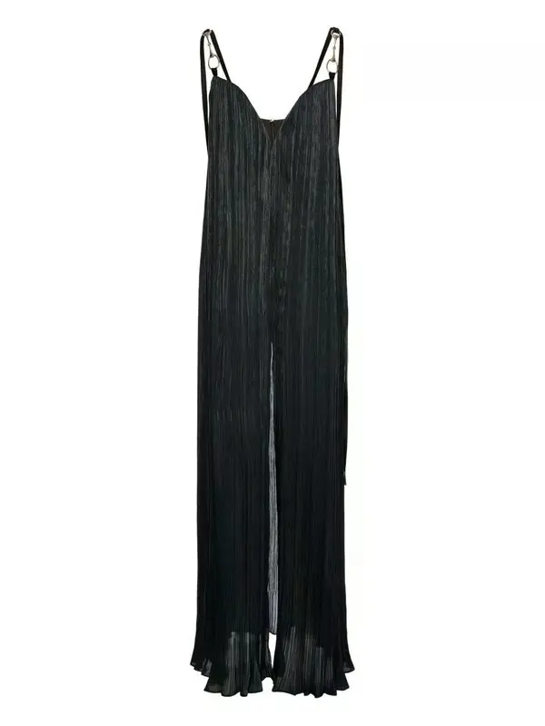 V:PM ATELIER Rossa Plissé Strap Maxi Dress - Black
