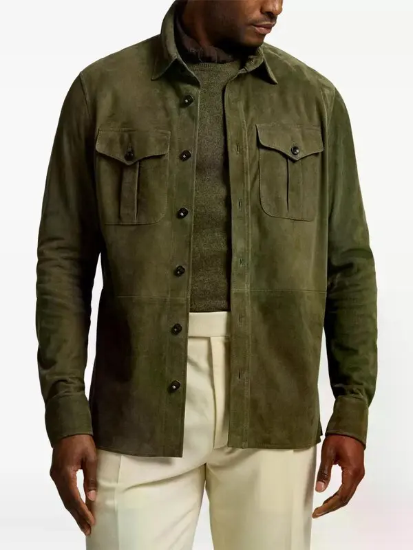 Ralph Lauren Purple Label Button-fastening Suede Shirt Jacket - Green