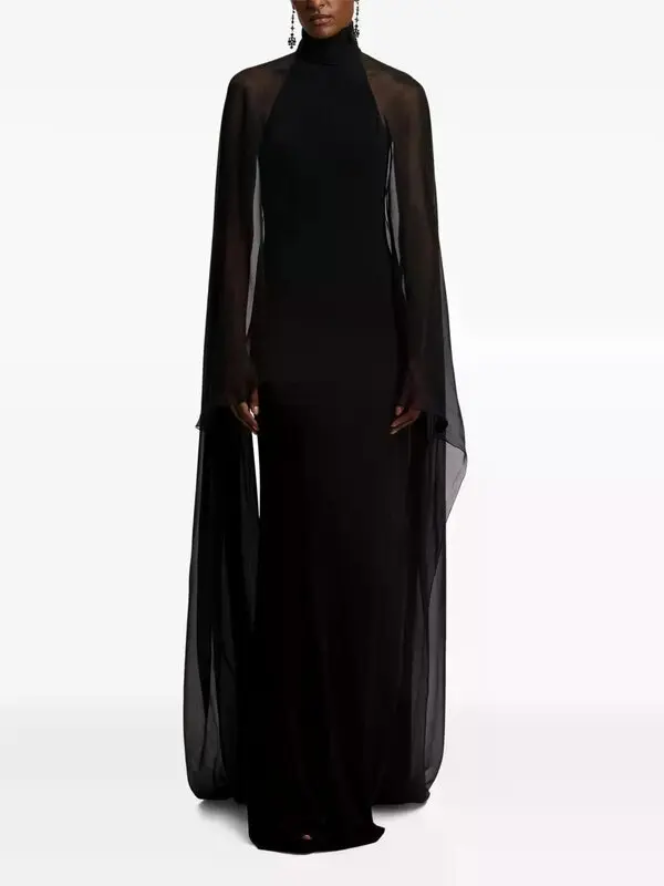 Ralph Lauren High-neck Cape Maxi Dress