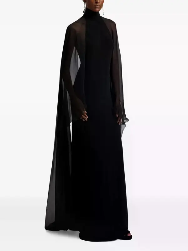 Ralph Lauren High-neck Cape Maxi Dress