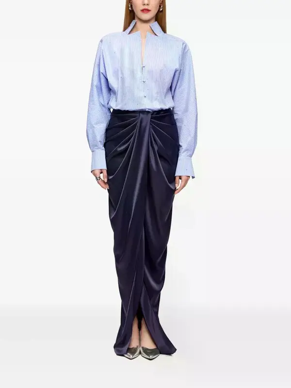V:PM ATELIER Corynna Draped Maxi Dress - Blue