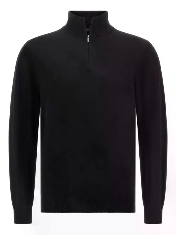 Boggi Milano Half-zip Wool Sweater - Black