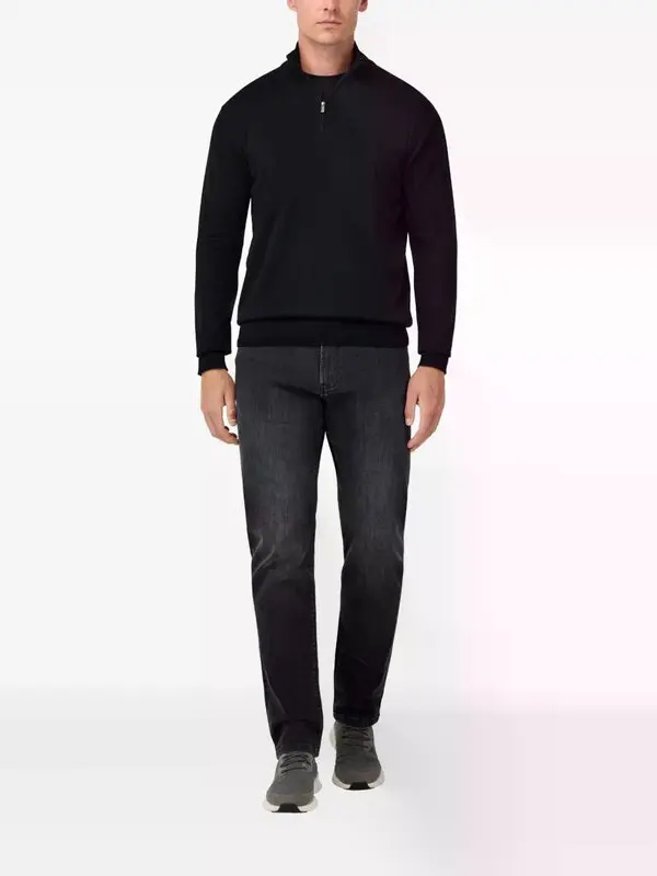 Boggi Milano Half-zip Wool Sweater - Black