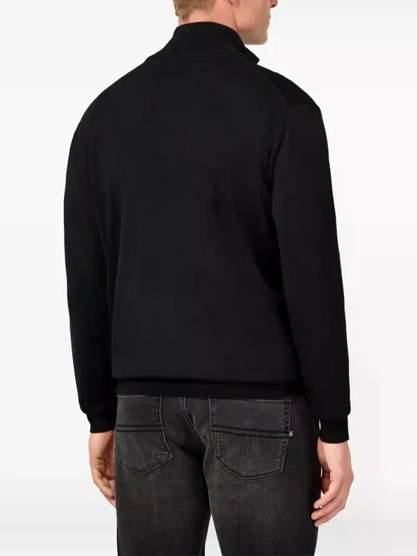 Boggi Milano Half-zip Wool Sweater - Black