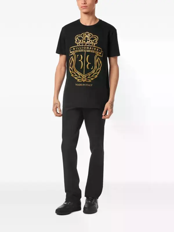 BILLIONAIRE Ss Crest Round-neck T-shirt - Black