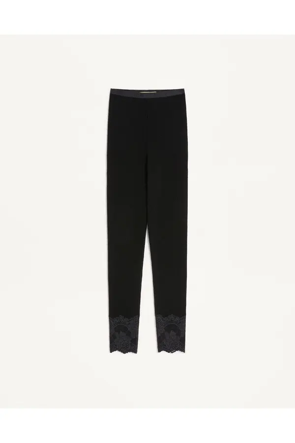 Valentino Garavani Cashmere Leggings With Lace - Black