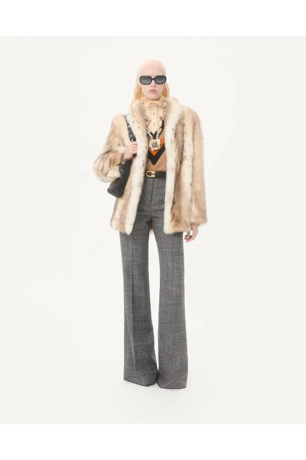 Valentino Garavani Lynx Print Shearling Coat - Neutral