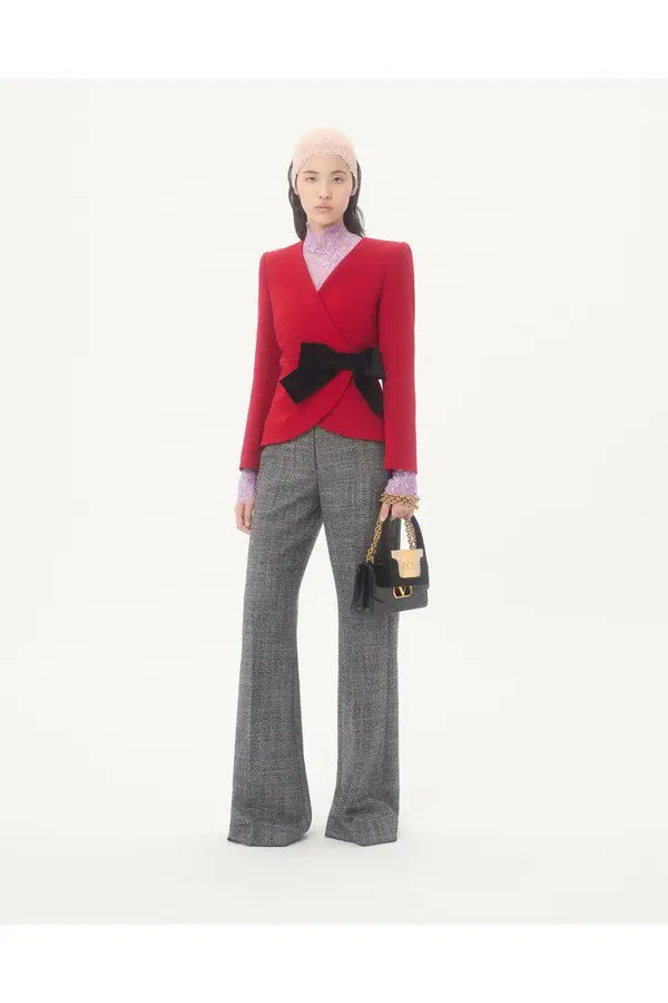 Valentino Garavani Wool Mouliné Palazzo Trousers