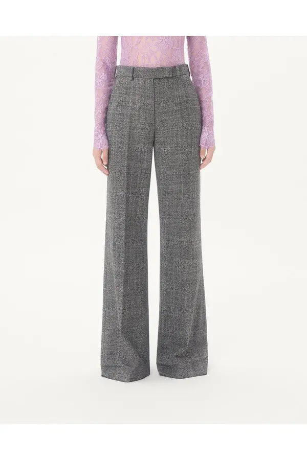 Valentino Garavani Wool Mouliné Palazzo Trousers
