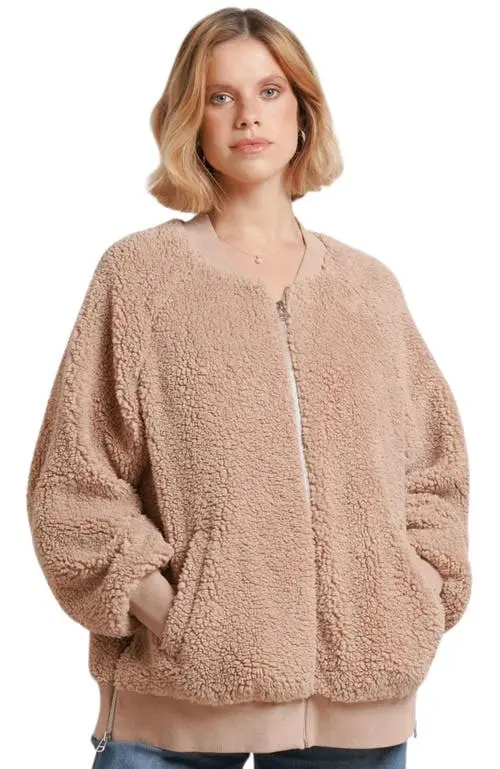 NOM MATERNITY Cozy Maternity Bomber Jacket