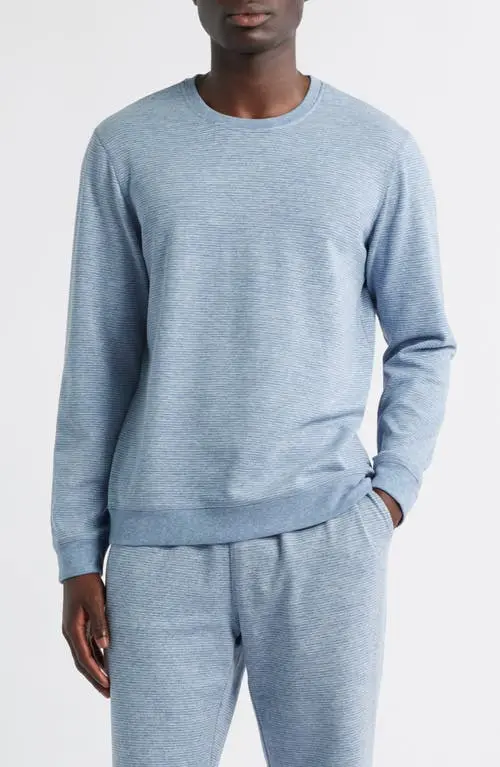 Daniel Buchler Pinstripe Long Sleeve Pajama T-shirt - Blue Stripe