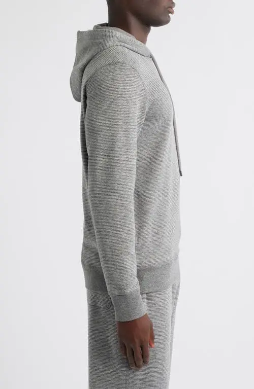 Daniel Buchler Pinstripe Pajama Hoodie - White Grey Stipe