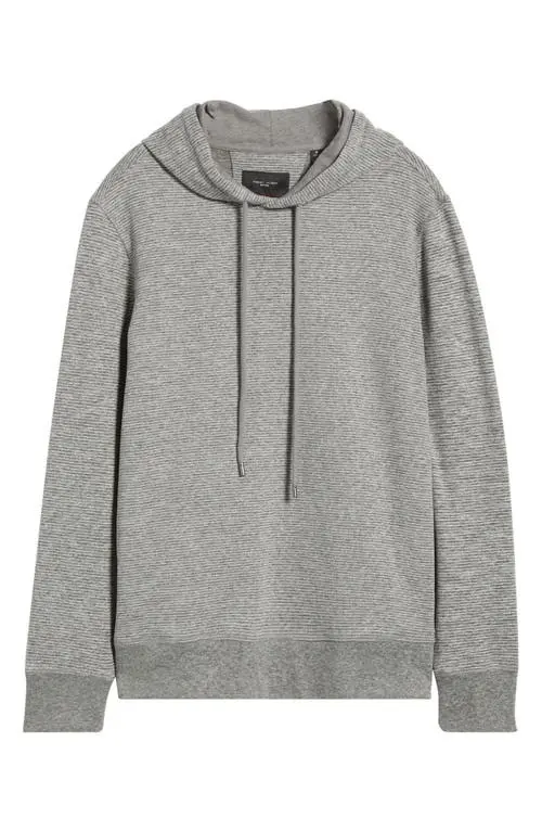 Daniel Buchler Pinstripe Pajama Hoodie - White Grey Stipe
