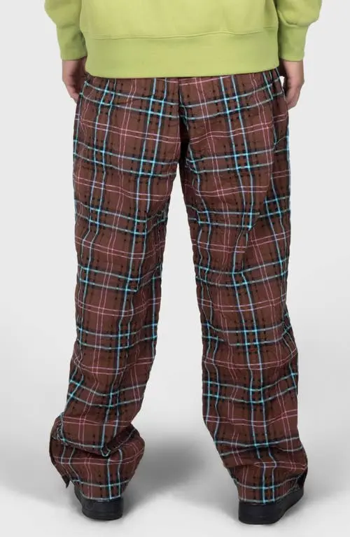 PLEASURES X Boiler Room Practice Plaid Track Pants - Brown
