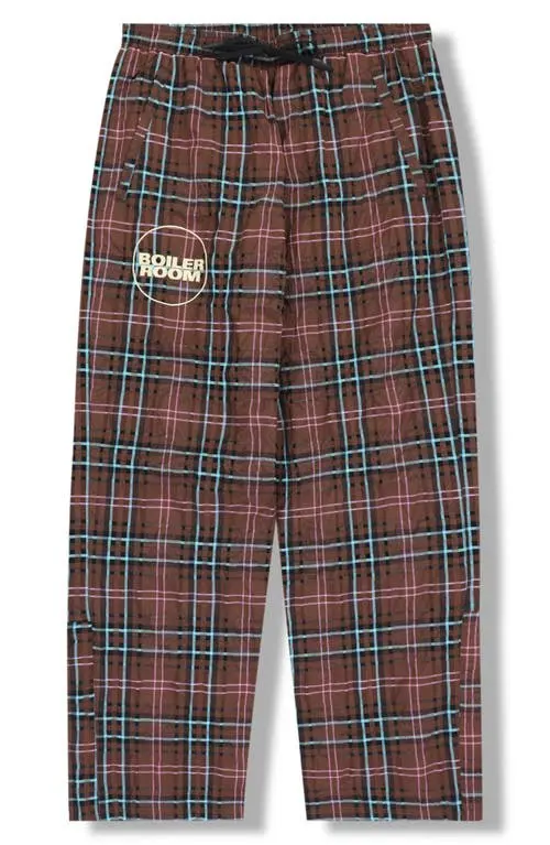 PLEASURES X Boiler Room Practice Plaid Track Pants - Brown