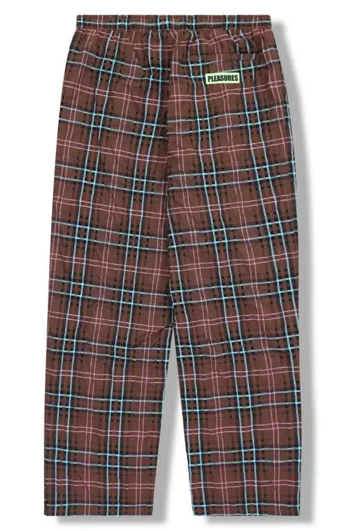 PLEASURES X Boiler Room Practice Plaid Track Pants - Brown