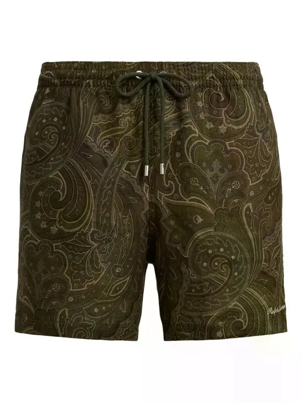 Ralph Lauren Purple Label Paisley Drawstring Swim Shorts - Green