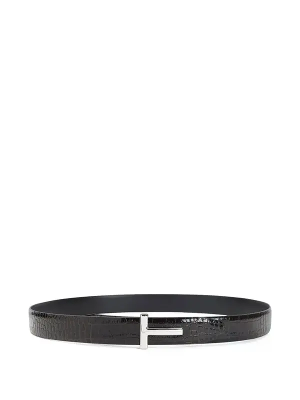 TOM FORD Crocodile-embossed Leather Belt - Brown