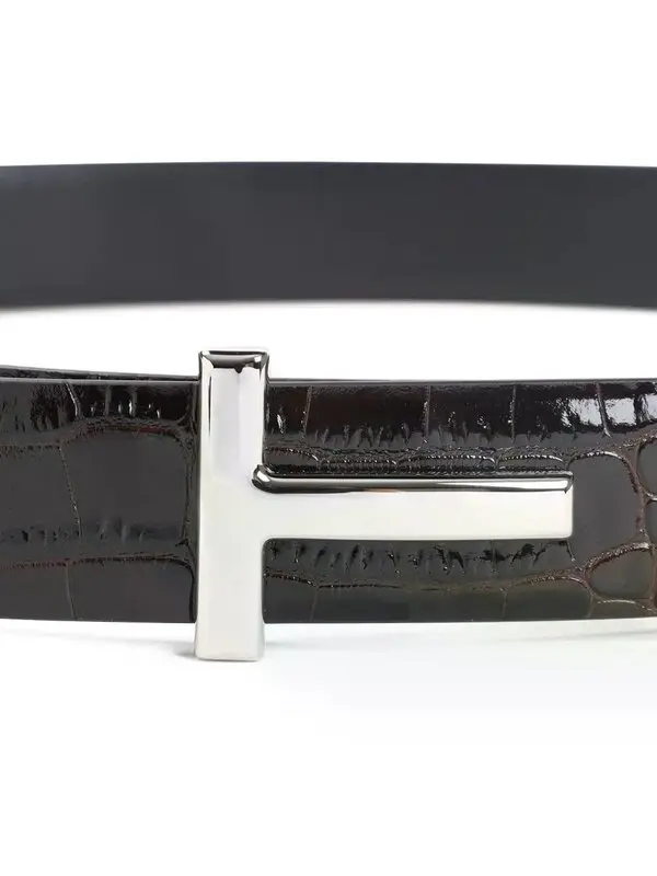 TOM FORD Crocodile-embossed Leather Belt