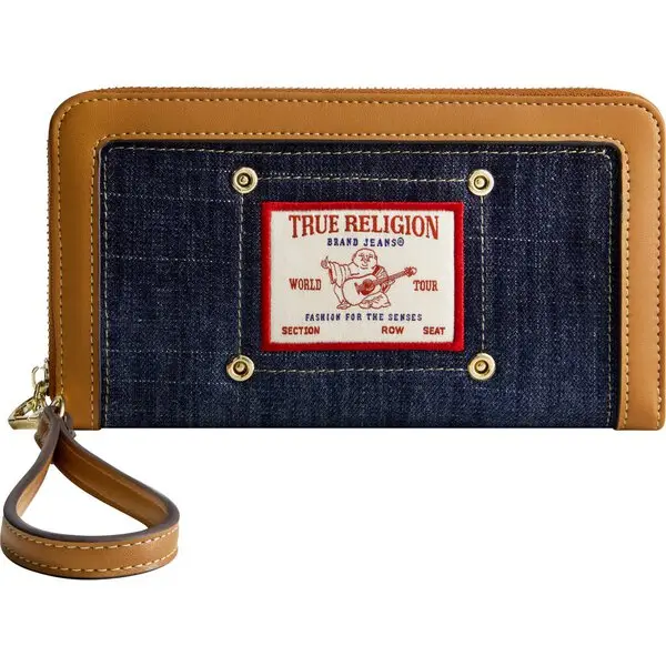 True Religion Buddha Patch Zip Around Wristlet