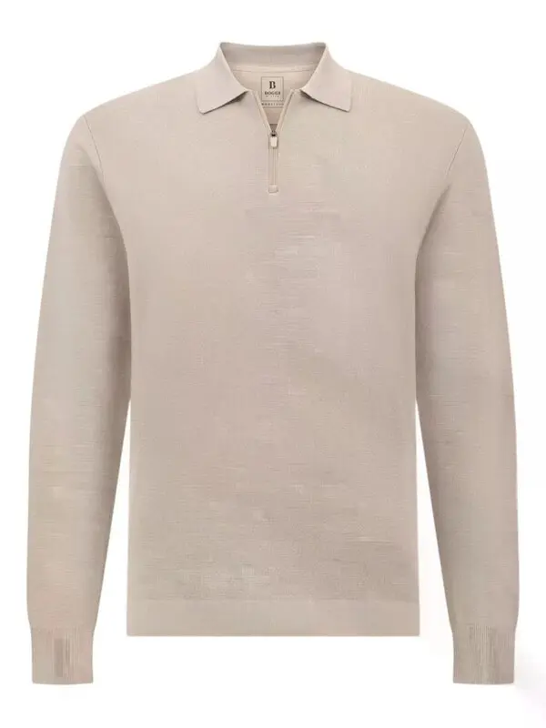 Boggi Milano Merino Wool Half-zip Sweater - Neutrals