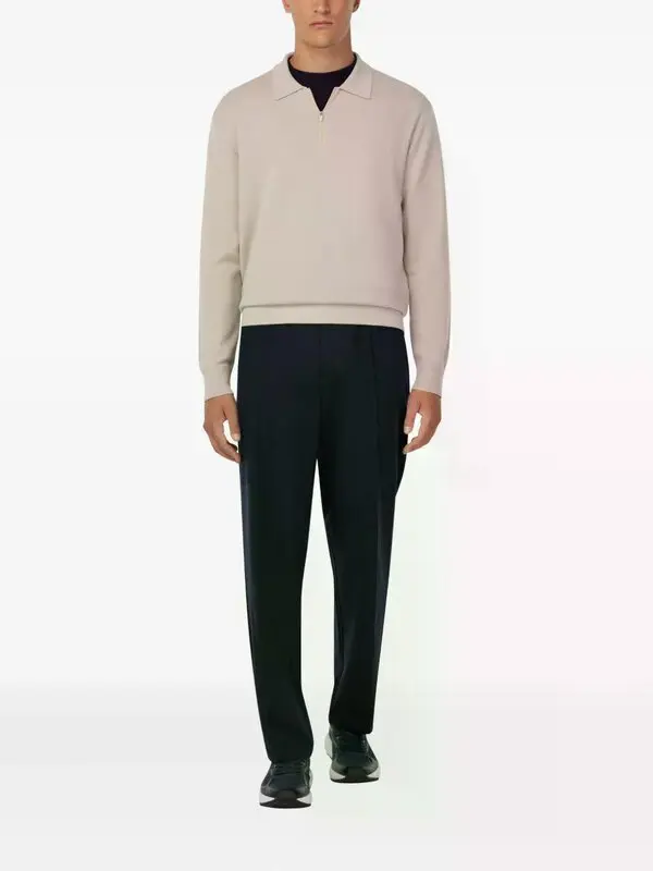 Boggi Milano Merino Wool Half-zip Sweater - Neutrals