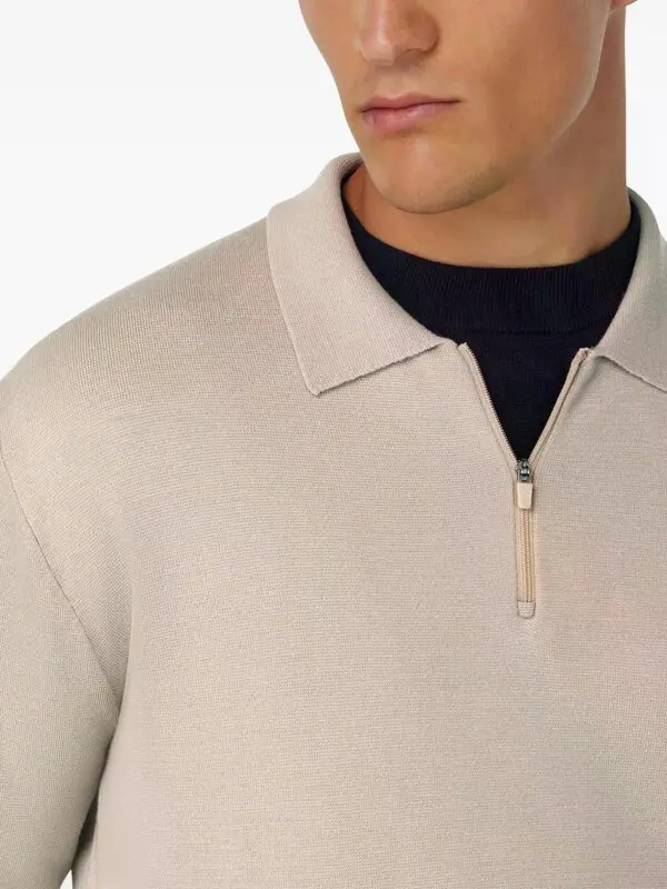 Boggi Milano Merino Wool Half-zip Sweater - Neutrals