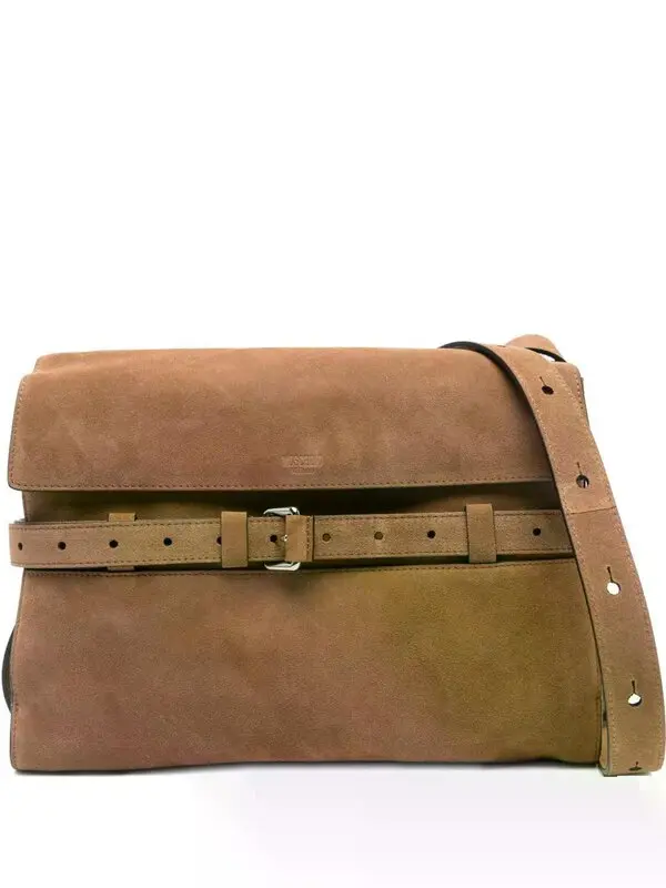 Moschino Belted Suede Messenger Bag - Brown