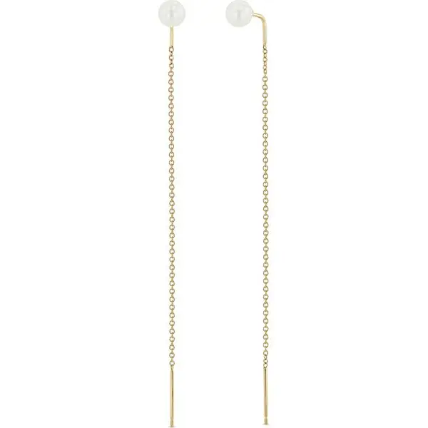 Zoe Chicco Cultured Pearl Threader Earrings - 14k Yellow Gold