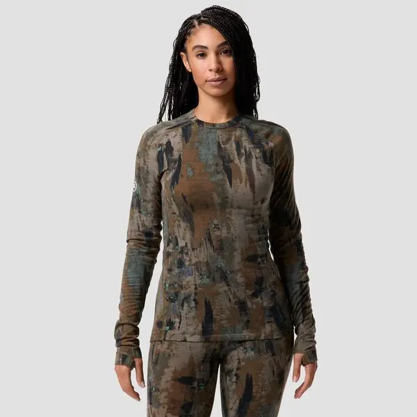 BACKCOUNTRY Cedars Rws Merino Lightweight Crew Baselayer Top - Camo Pendula Print