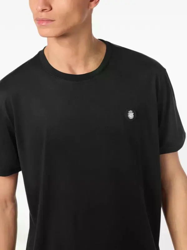 BILLIONAIRE Ss Round-neck Logo-motif T-shirt - Black