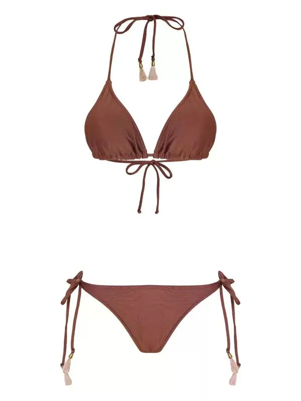 LYGIA & NANNY Maya Triangle Tassel Bikini - Brown