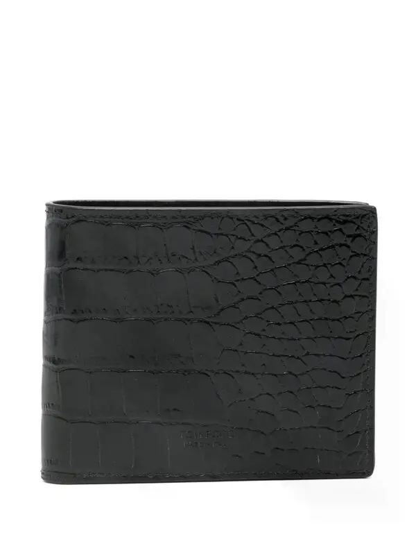 TOM FORD Embossed-logo Crocodile-print Wallet - Black
