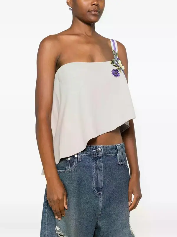 GEMY MAALOUF Embroidered-flowers One-shoulder Top